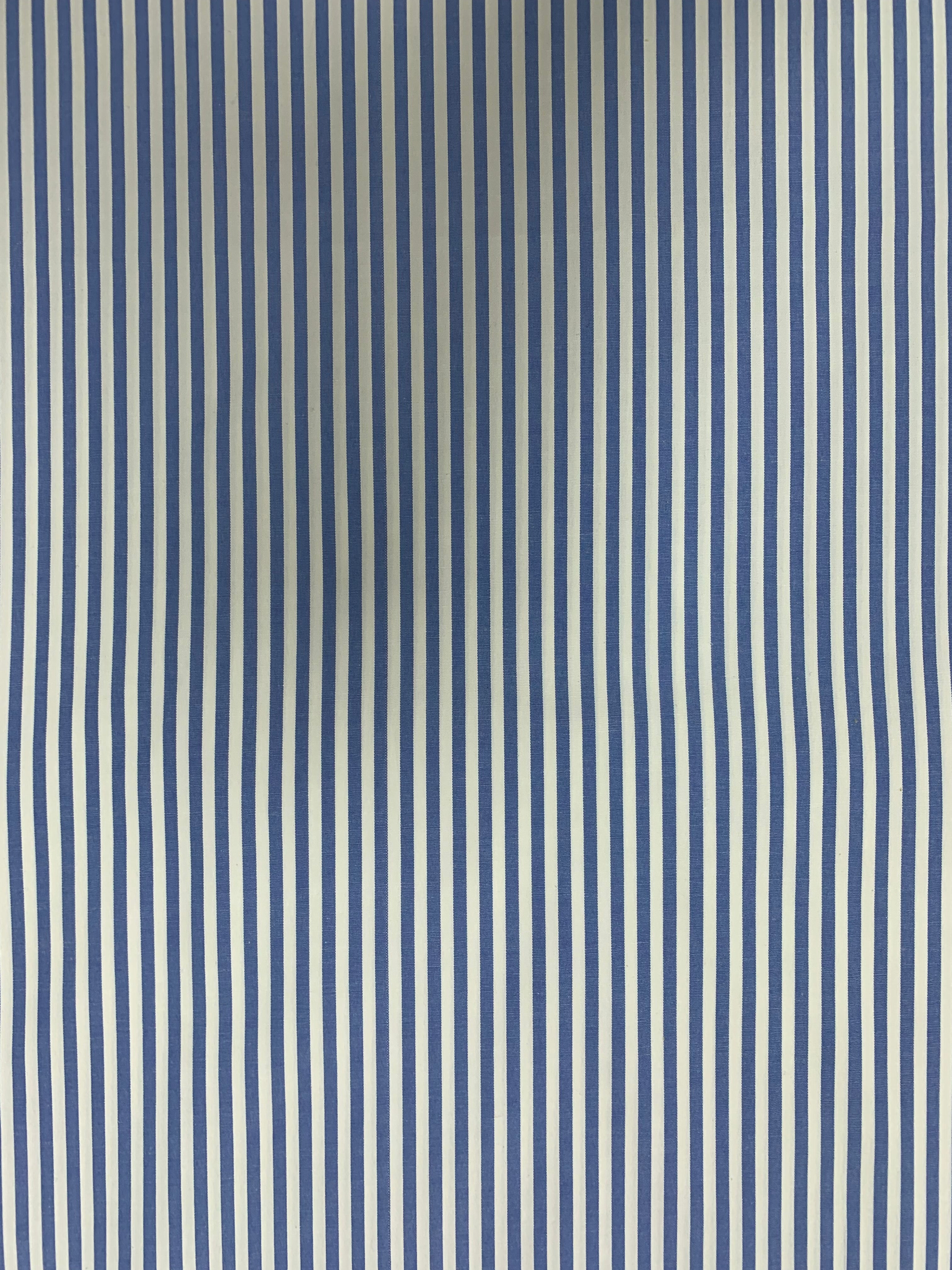 Light Blue-White Regular Stripe BCI Cotton-Recycled Polyester Blend Sh ...